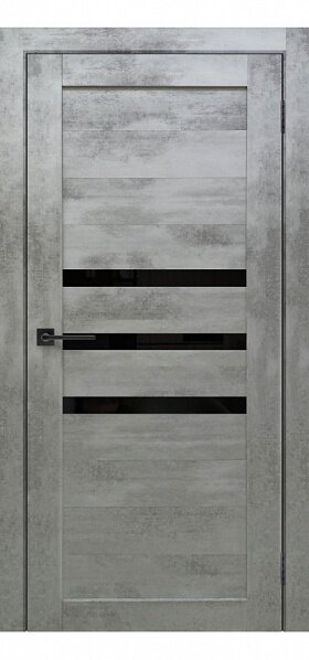 Межкомнатная Дверь Verda Х-6 Бетон Светлый со Стеклом Лакобель Чёрный 2000х700мм (Полотно 1шт) / Верда.