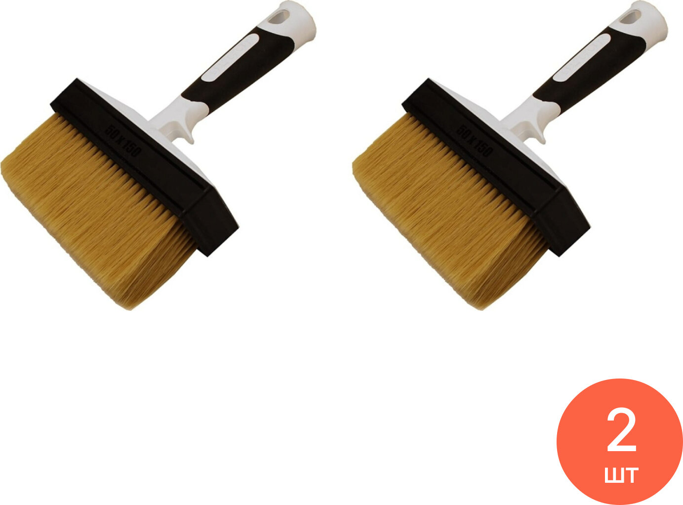 Кисть малярная DECOR / Декор ракля, со светлой синтетической щетиной, 40х140мм / малярные и отделочные инструменты (комплект из 2 шт)