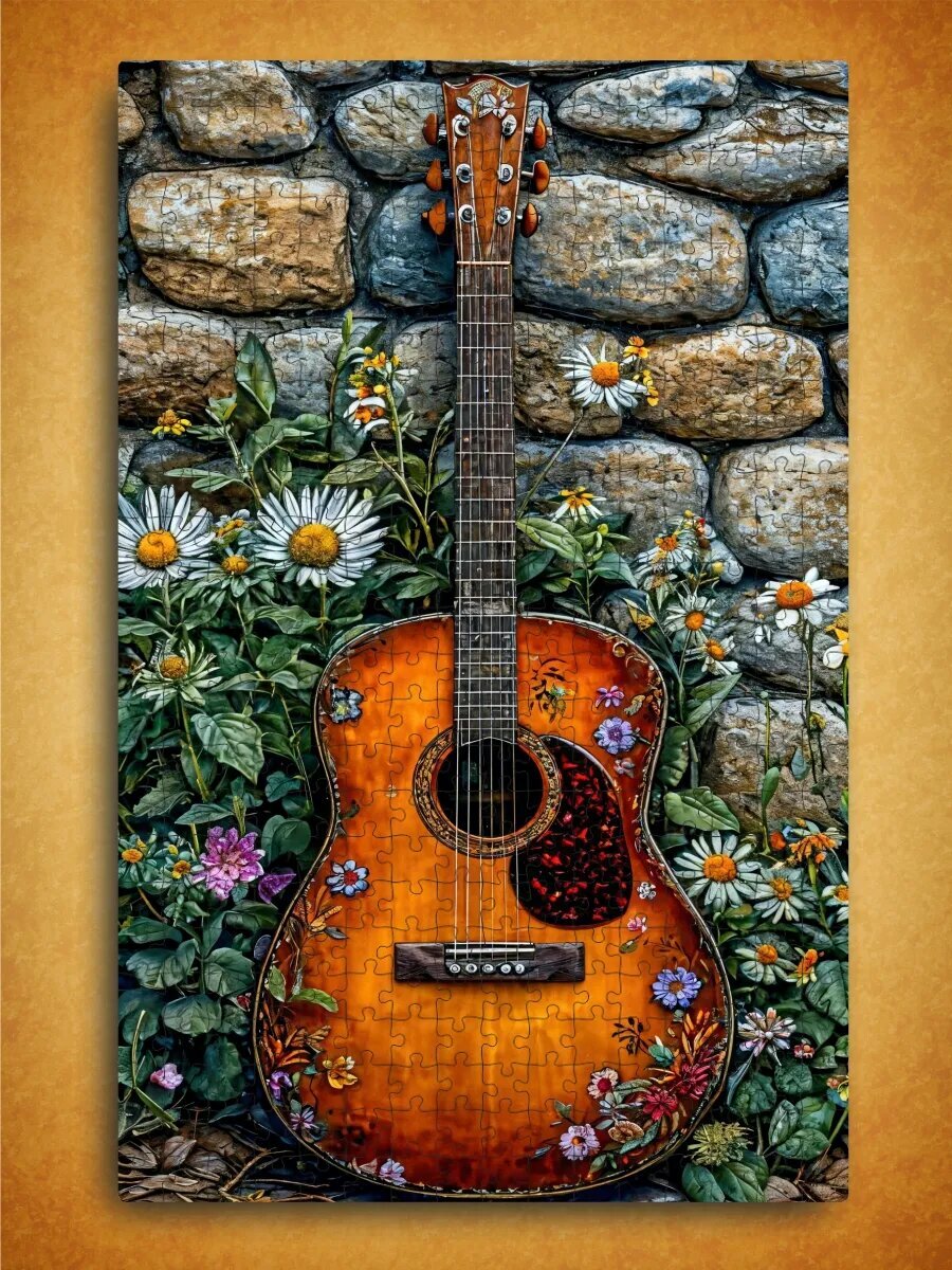 Деревянный пазл в подарок "Гитара"