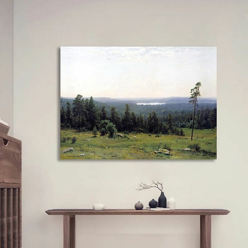 Шишкин / лесные дали, Репродукция картины на холсте, 30х40 см.