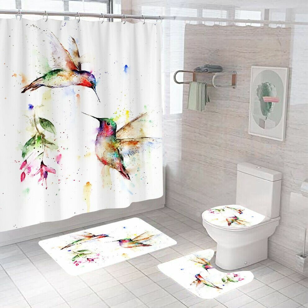 Наборы занавесок для душа коврик для ванной колибри крышка унитаза