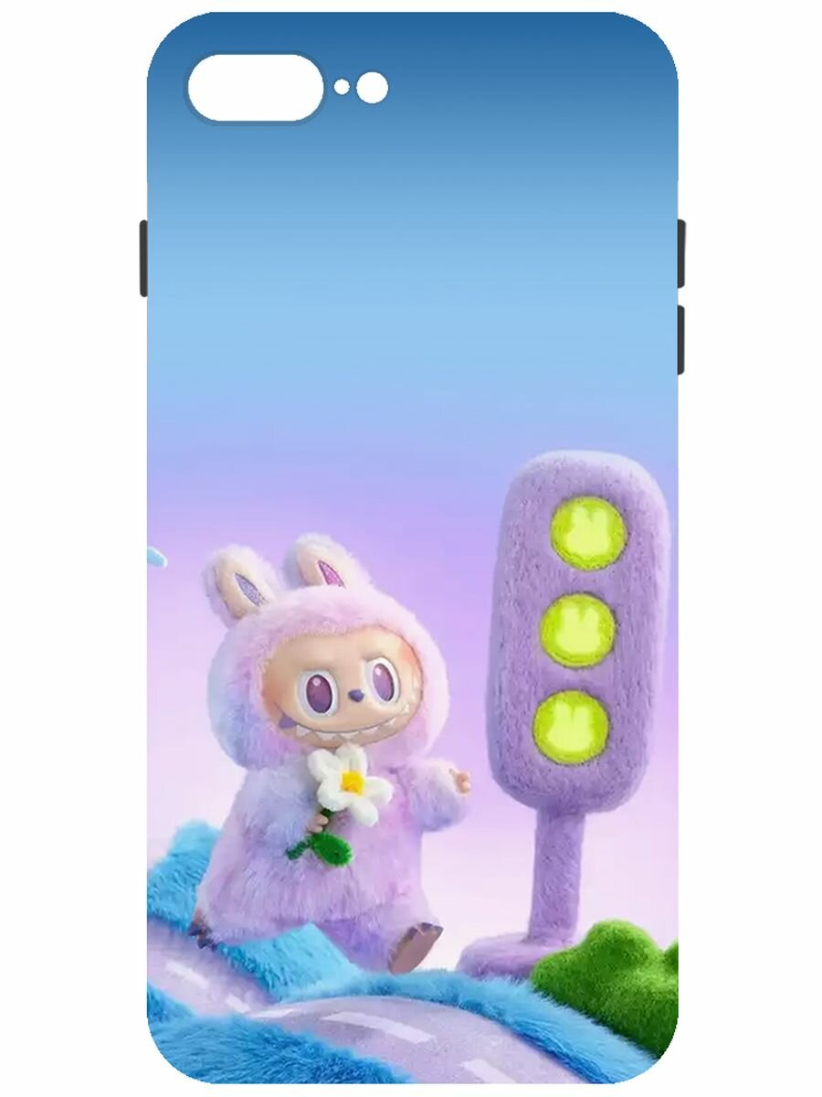 Чехол-накладка Krutoff Soft Case Лабубу Удача для iPhone 7 Plus/8 Plus черный