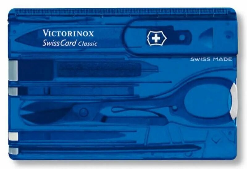 Швейцарская карта Victorinox SwissCard Classic (0.7122. T2) синий полупрозрачный, коробка подарочная