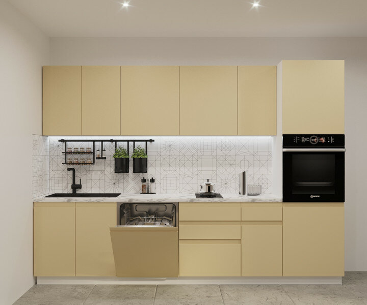 Кухонный гарнитур МДФ с пеналом Стамбул 3000 мм