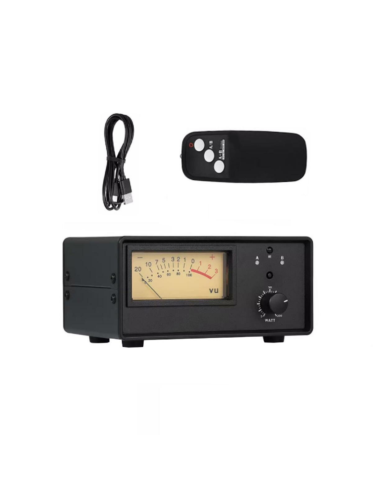 Double Analog VU Meter Panel Display 2-way Amplifiers Speaker Sound Switcher Box Selectors Music Spectrum Visualizer