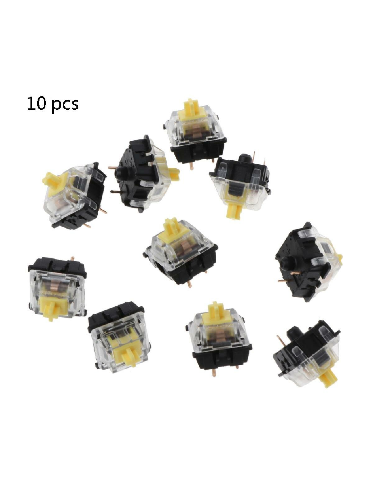 10Pcs Keyboard Switch MX 3 Pin Yellow Switches Transparent for Case for Cherry MX Mechanical Keyboards