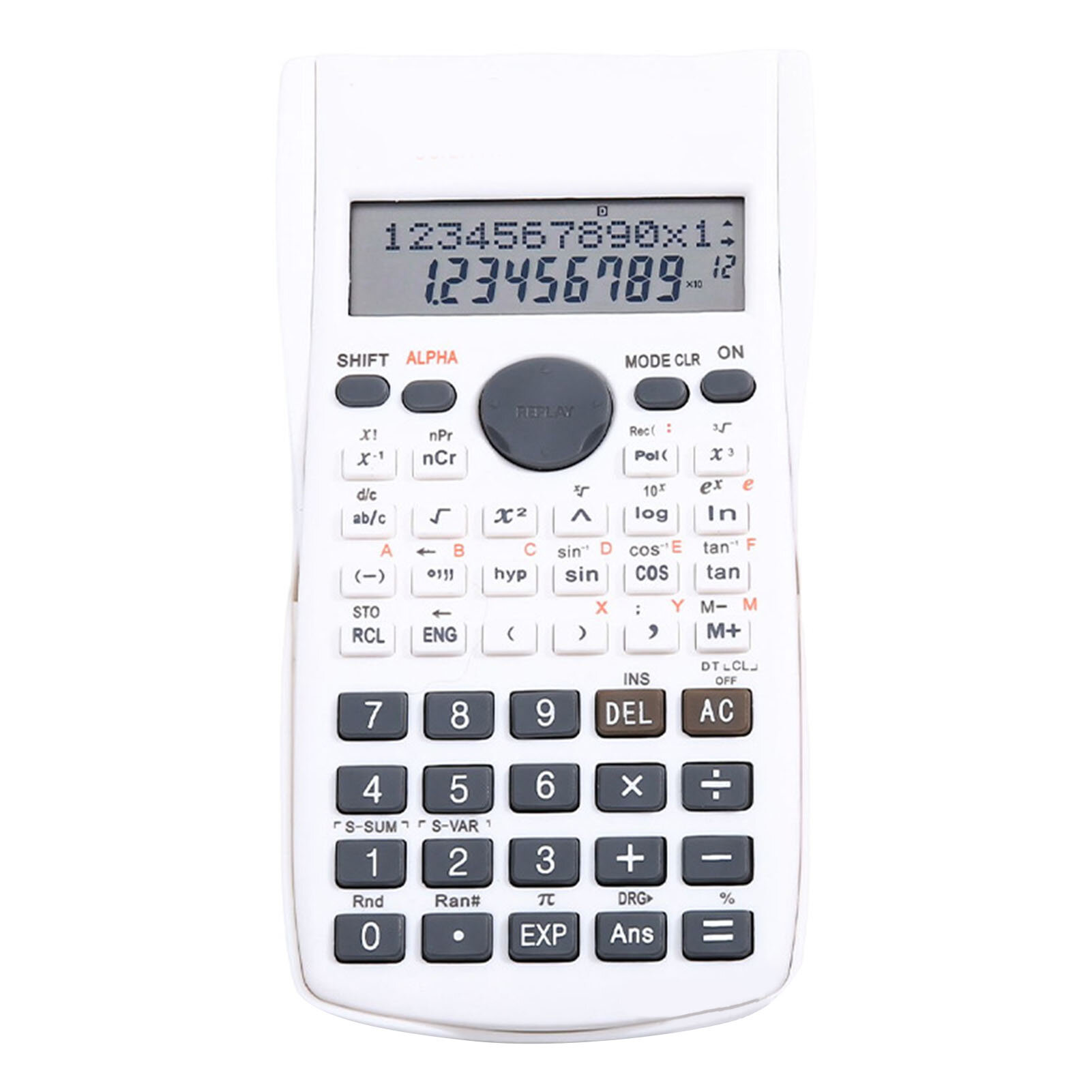 Scientific Calculator 12 Digit 240 Functions Multifunction Large Display Function with Sliding Hard Cover White