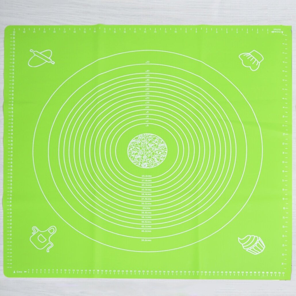 Коврик силиконовый для раскатки теста 70х70см, зелёный, с разметкой