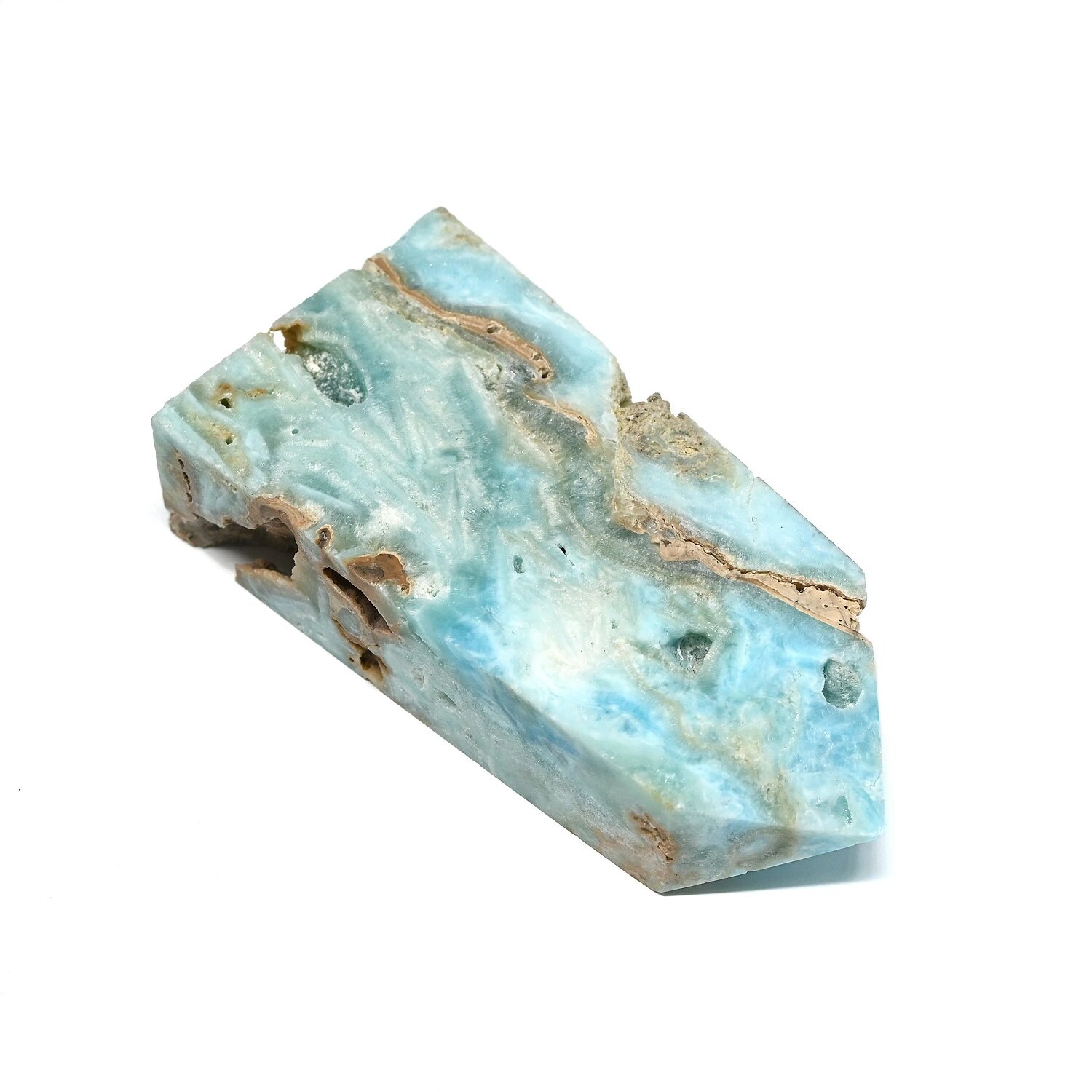 Арагонит голубой "Карандаш" коллекционный 35*18*71мм, 86г .