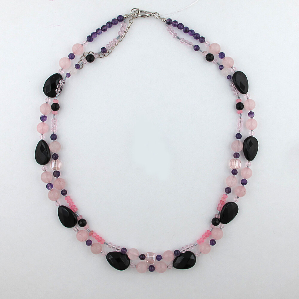 Колье Эстет, аметист, кварц, агат