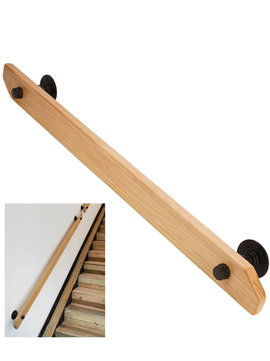 Перила лестничные Изготовлены из массива дерева Противоскользящие настенные Поручень