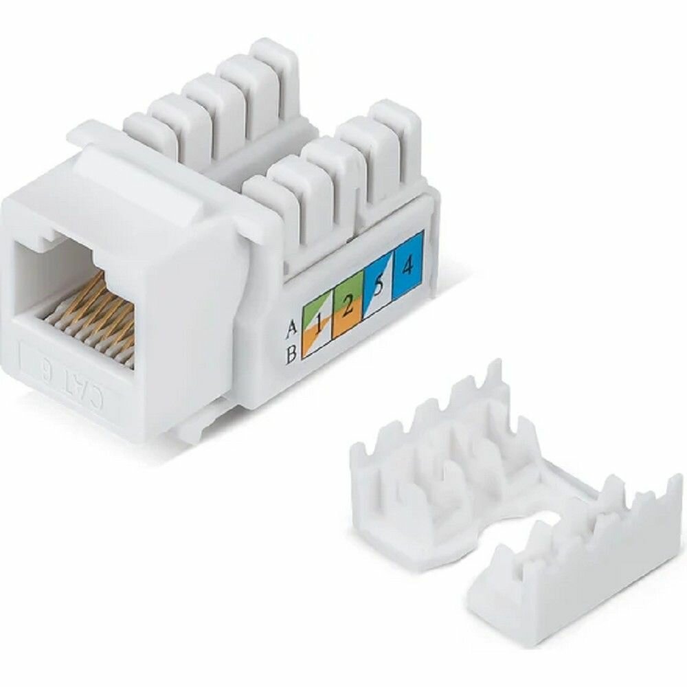 Cabeus Разъемы, Проходные адаптеры, Вставки KJ - RJ45 - Cat.6 - 90 Вставка Keystone Jack RJ - 45, категория 6, заделка тип 110, белая