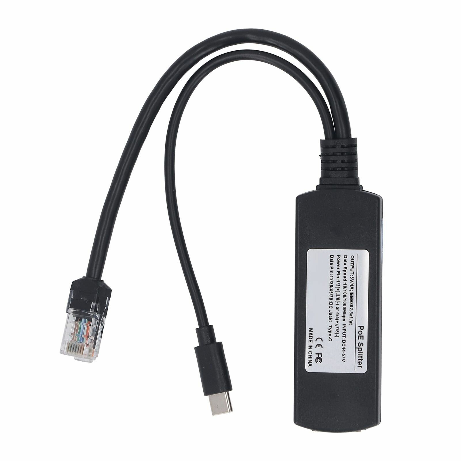 Разветвитель PoE для Pi 5, Gigabit Ethernet, IEEE802.3af, USB-C