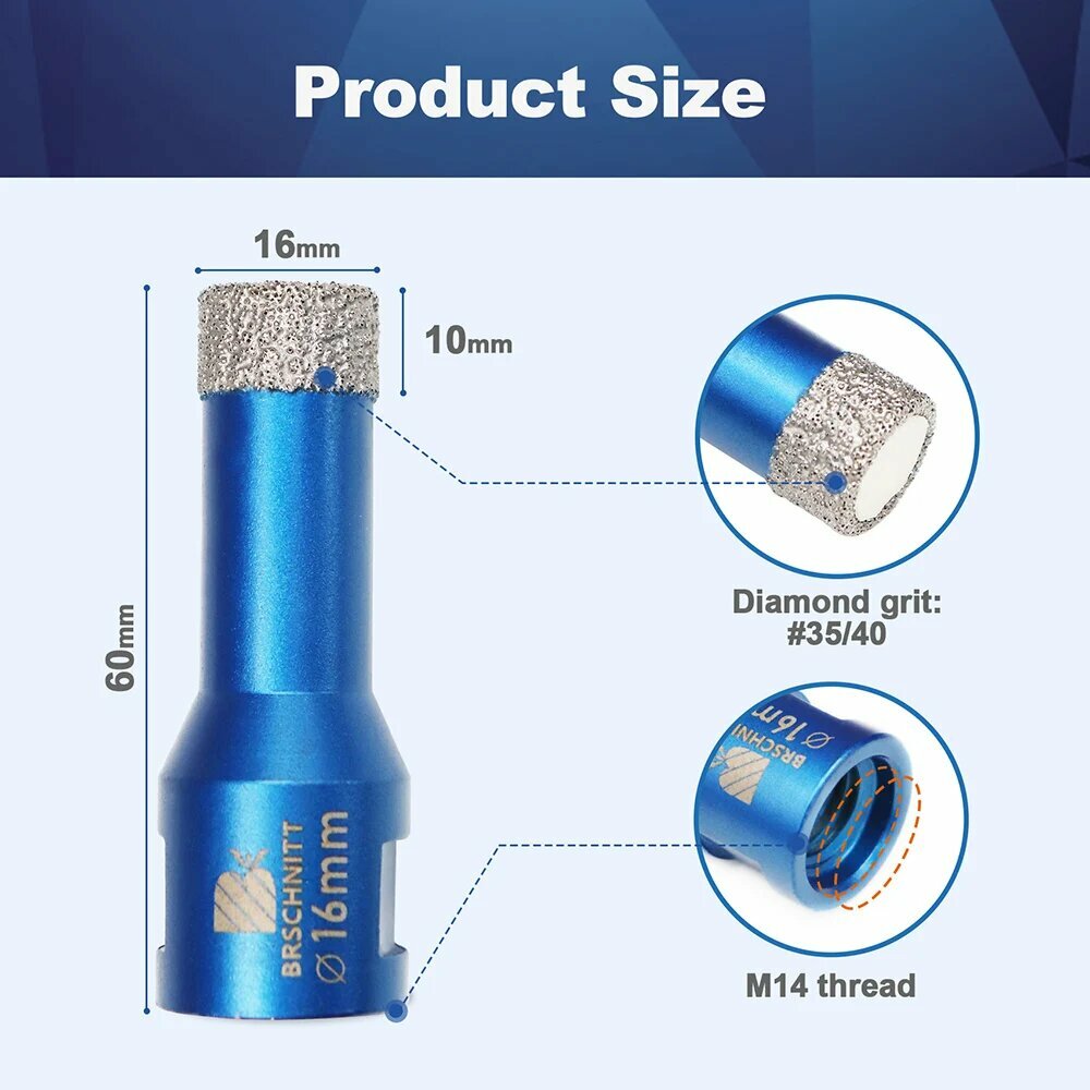 BRSCHNITT Колонковое буровое долото 6-125 мм 1pc, 16mm M14