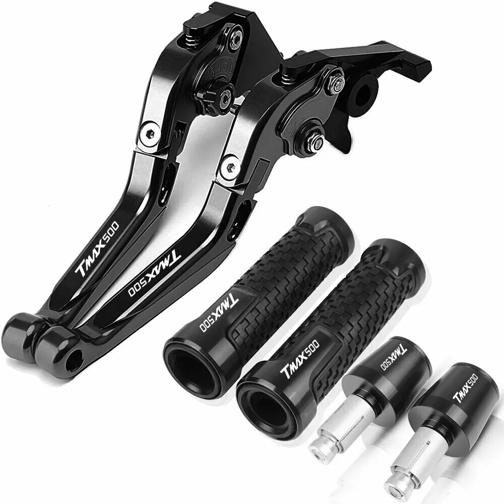 Мотоцикл для YAMAHA TMAX 500 T-MAX TMAX 500 2001 2002 2003 2004 2005 2006 2007, рычаги тормозной муфты, ручки руля, концы Черный, TMAX500 2001-2007