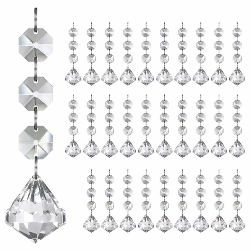 Рождественский кулон в виде снежинки из прозрачного акрилового хрусталя, 30 шт.-набор бриллиантов