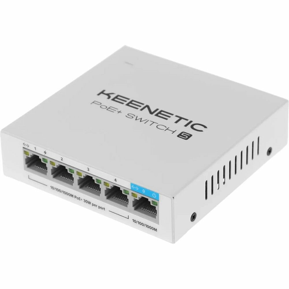 Коммутатор Keenetic POE+ Switch 5 KN-4610 гигабитный неуправляемый, 1xRJ45 и 4xRJ45+PoE-out 1Гбит/с, до 60Вт
