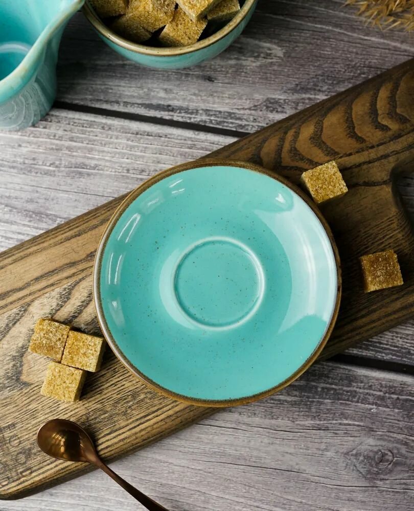 Блюдце фарфоровое d-12см бирюзовое