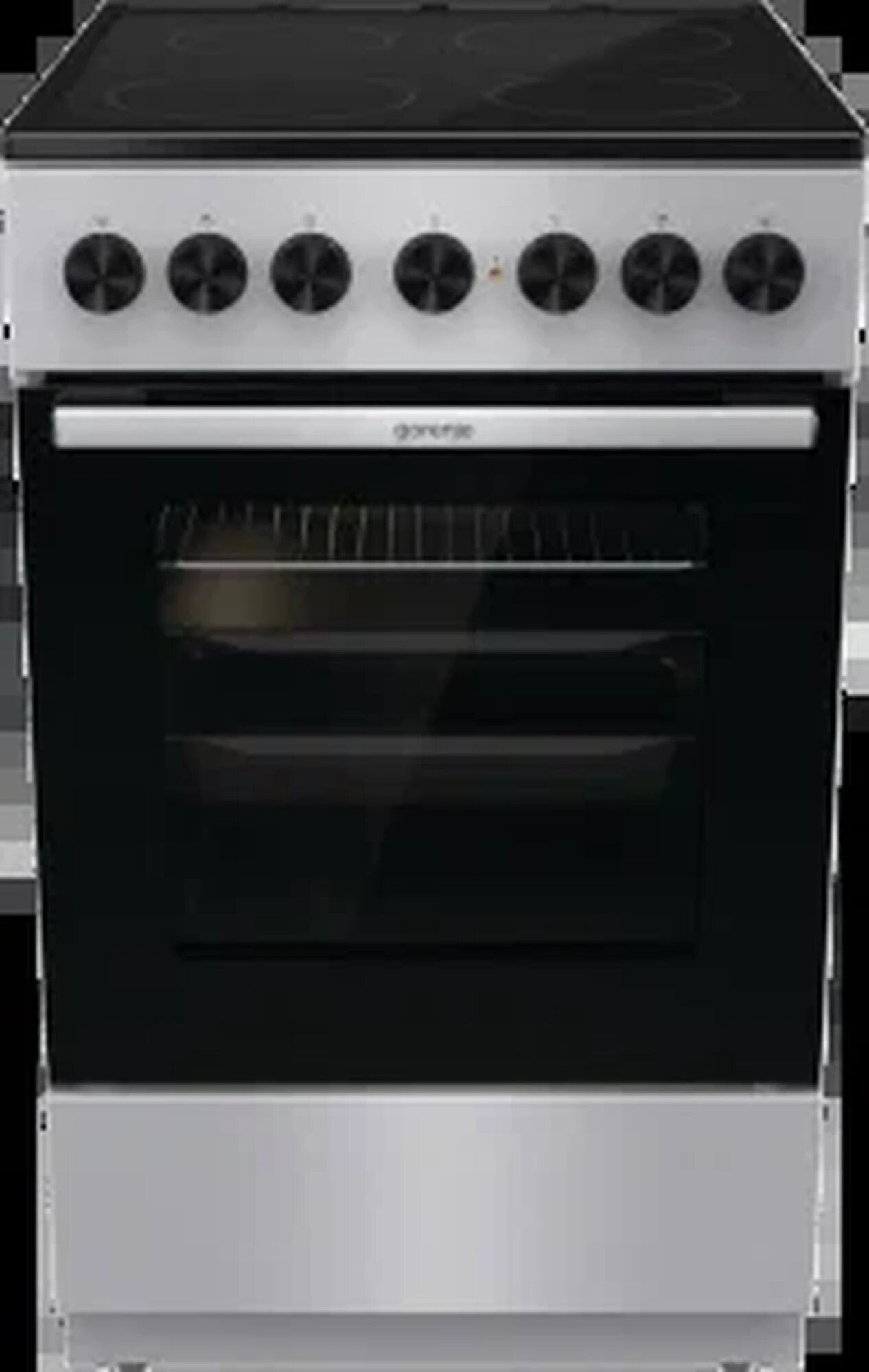 Электрическая кухонная плита Gorenje GEC5B41SG, 50 см, стеклокерамика, с электрической духовкой 62 л, таймер, электроподжиг, 9 режимов духовки, серая