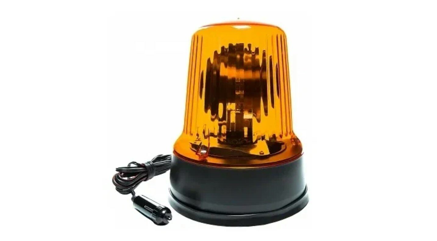 Маяк проблесковый желтый сакура 12-21, подключение штекером через разъем прикуривателя
