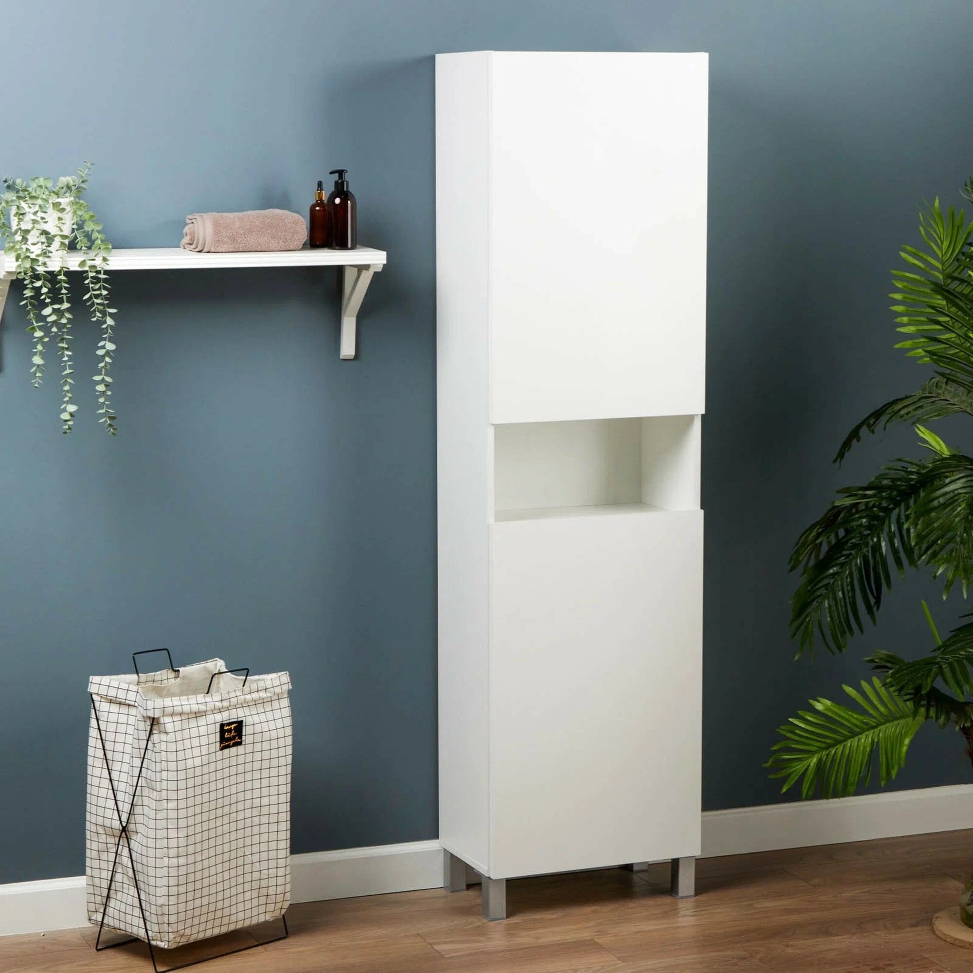 Шкаф – пенал для ванной комнаты, с нишей, 500×300×1850 мм, цвет белый