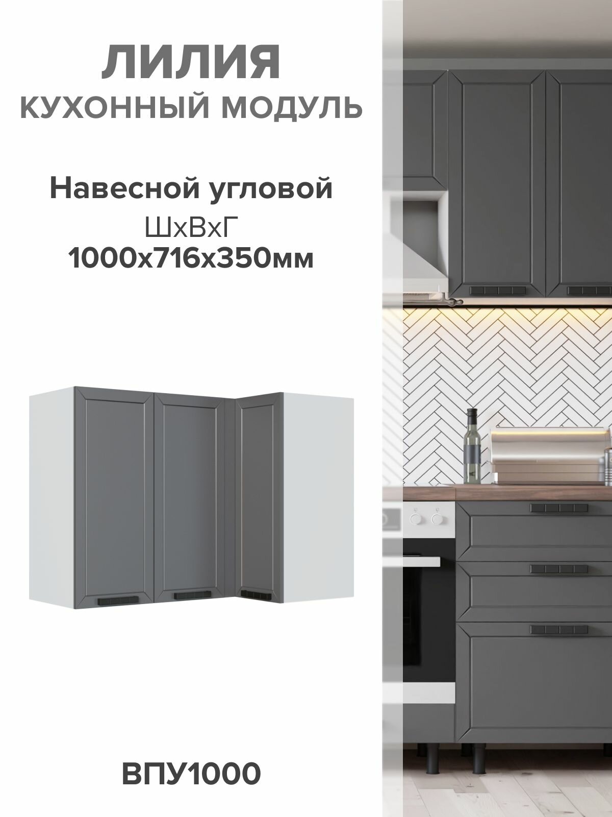 Кухонный модуль навесной ВПУ100, сталь с фрезеровкой, 71,6х35 см