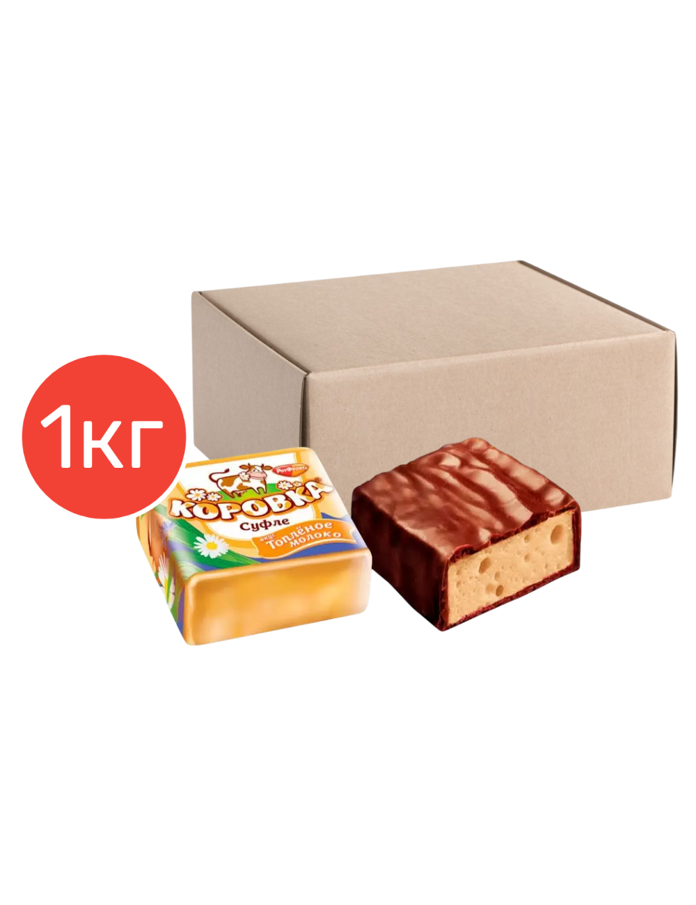 Конфеты Суфле Рот Фронт Коровка, вкус Топленое молоко, 1кг 1шт