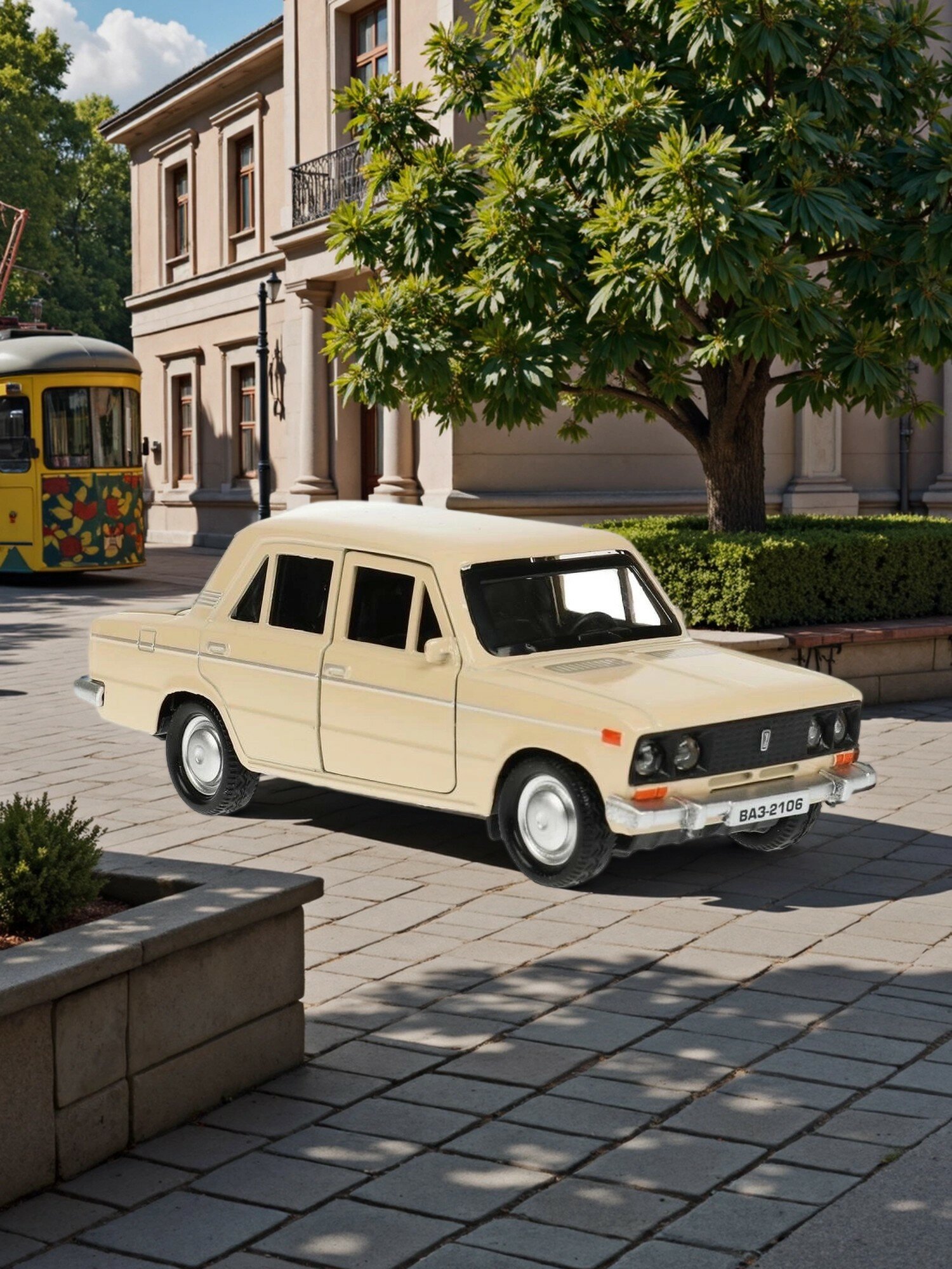 Машинка металлическая инерционная Технопарк ВАЗ-2106 жигули, 12 см, бежевая