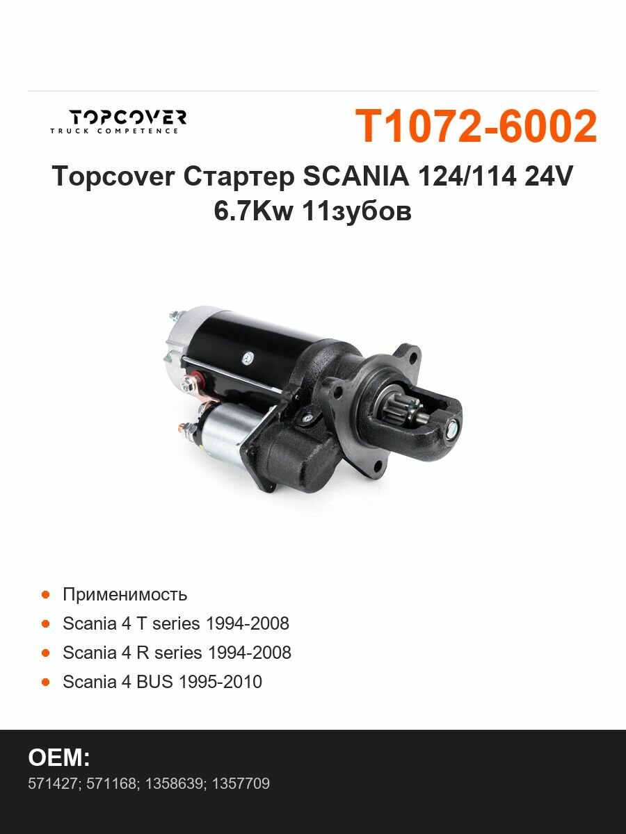 Topcover Стартер SCANIA 124/114 24V 6.7Kw 11зубов