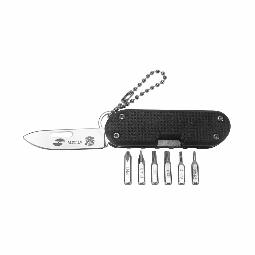 Stinger FK-KM098 Нож перочинный stinger, 73 мм, 8 функций, фиброволокно, нейлон, черный