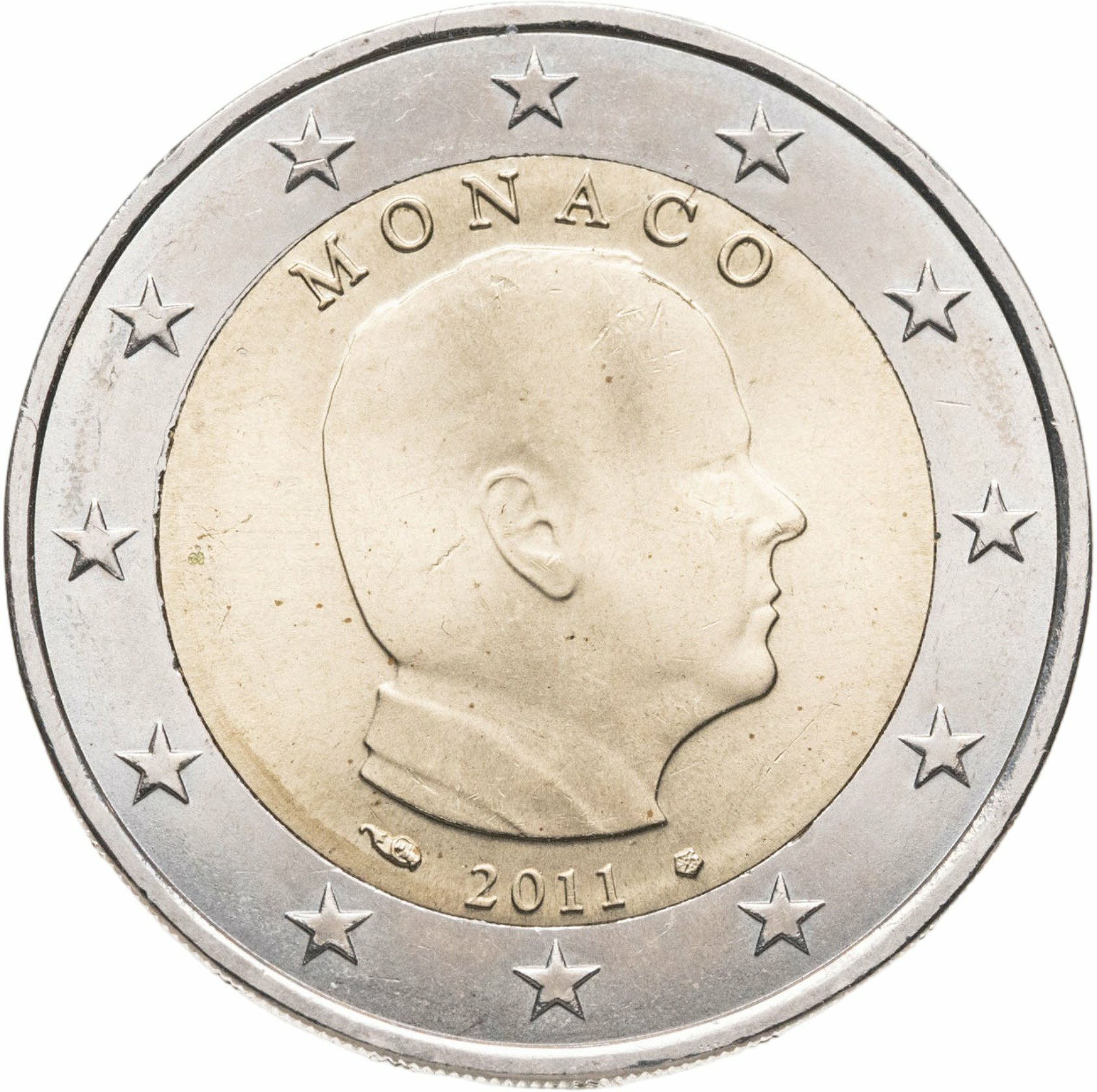 Монако 2 euro евро 2011, Биметалл, в сохранности UNC