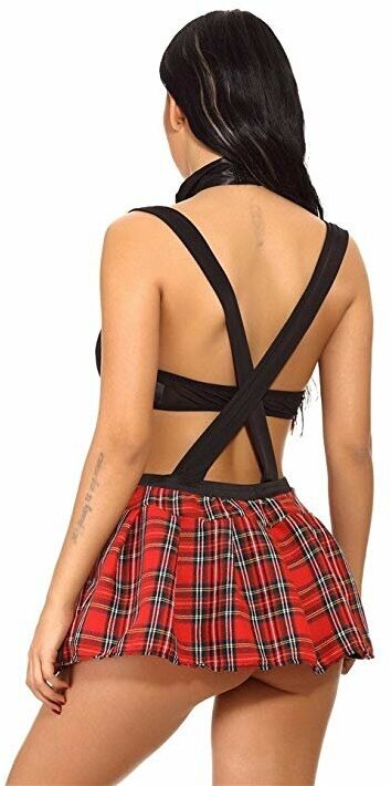 Сексуальный костюм школьницы для девушек Красный Топаз