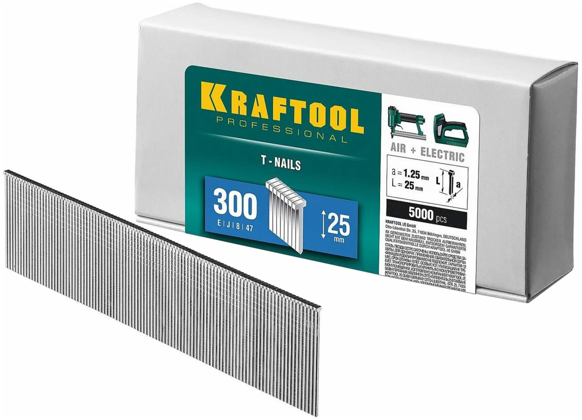 KRAFTOOL 25 мм гвозди для нейлера тип 300, 5000 шт