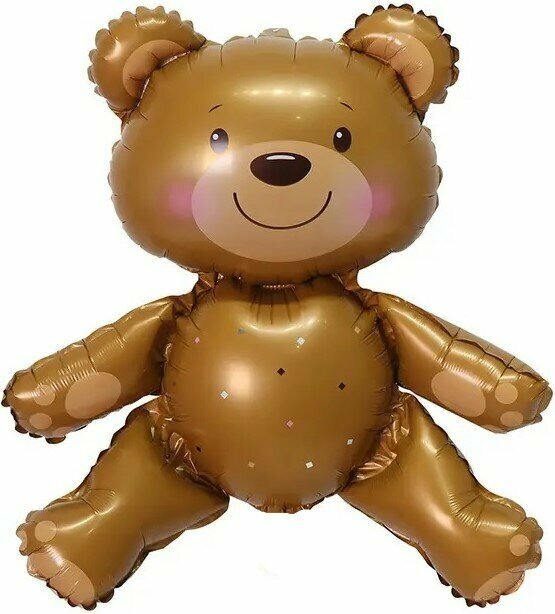 Шар 3D (24'/61 см) Фигура, Сидячий мишка, Коричневый, 1 шт.