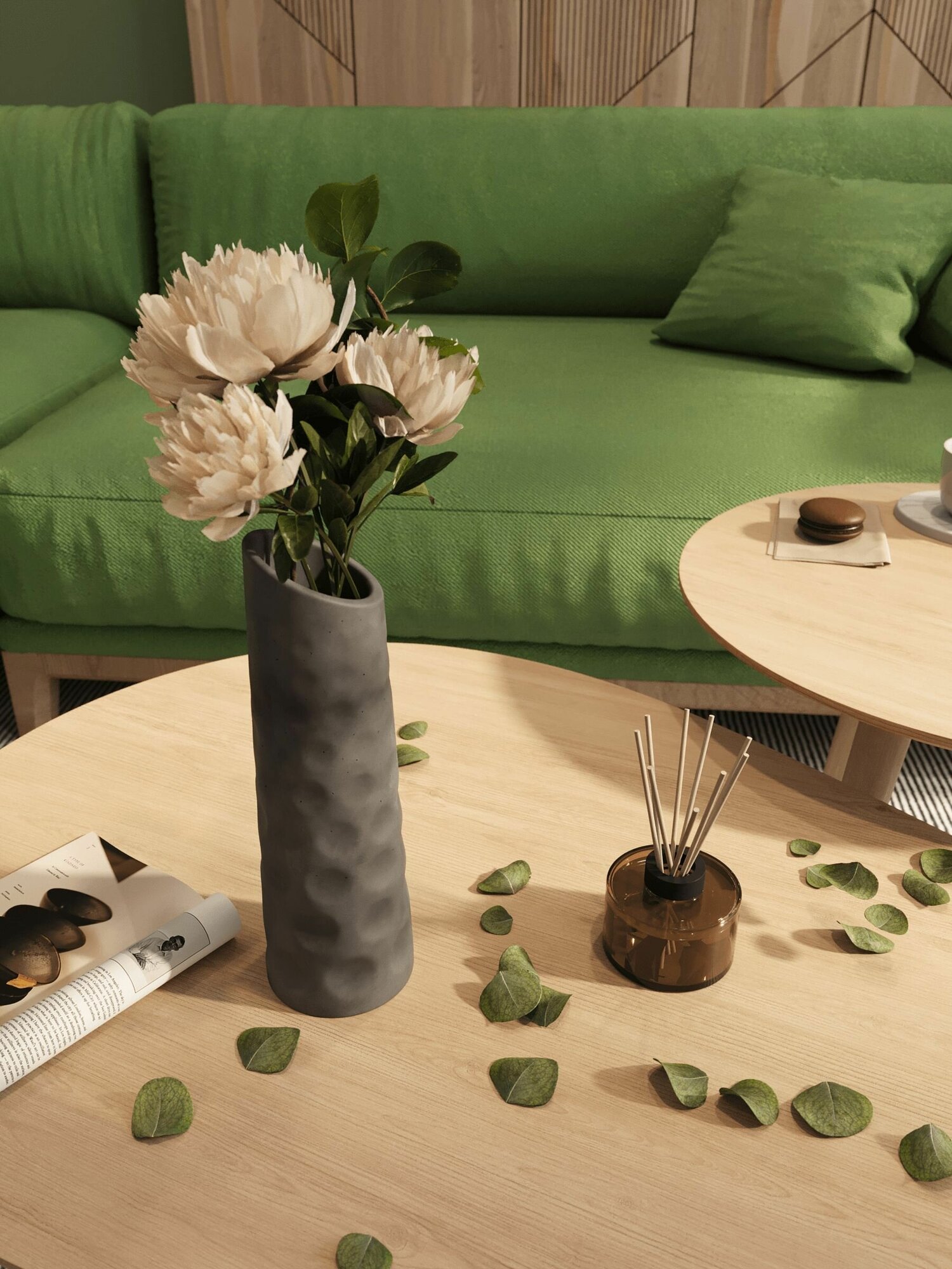 Ваза декоративная для сухоцветов, цветов Thessalonikki 25 см, темно-серая матовая