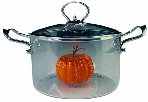 Кастрюля стеклянная / с крышкой, 1,5л / Lenardi