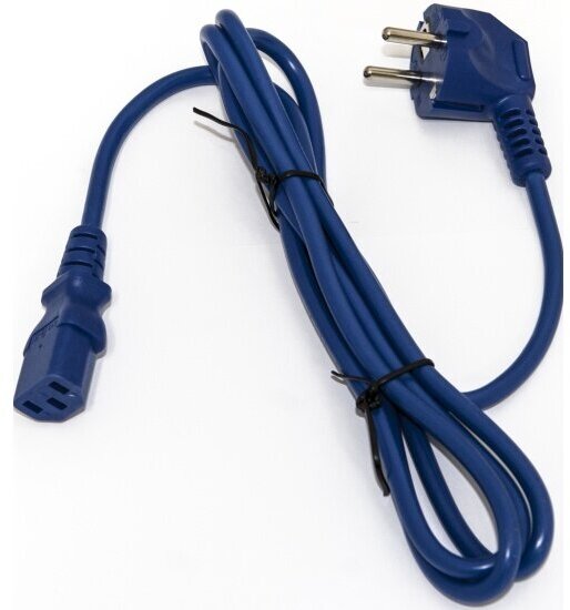 Кабель питания компьютера Hyperline PWC-IEC13-SHM-3.0-BL (Schuko+C13) (3x1.0), 10A, угловая вилка, 3м, цвет синий