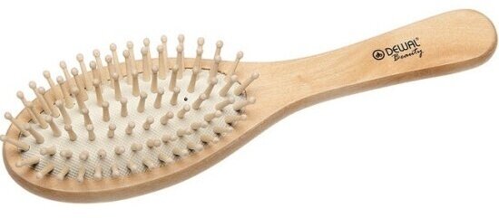 Щетка массажная Dewal Beauty серия "Эко" деревянным штифтом, овальная