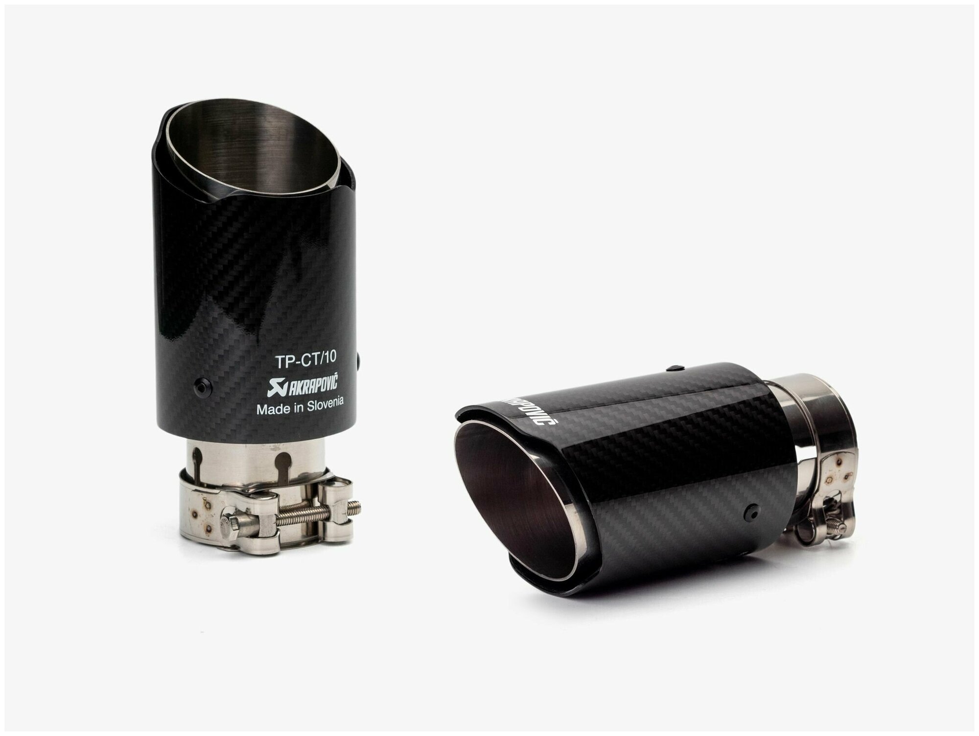 Насадки на глушитель Akrapovic 55-60/76 глянцевые из карбона и нержавеющей стали для выхлопной системы автомобиля