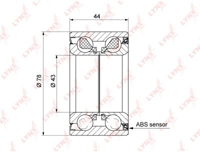 Подшипник ступицы передний (с ABS, 44X43X78) HONDA CIVIC(FD / K) 1.3H-1.8 06 LYNXauto WB1354