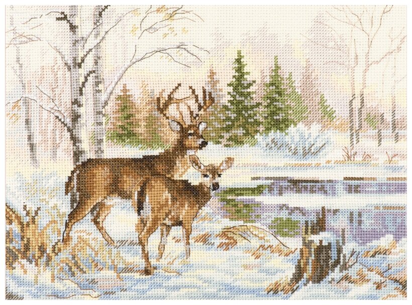 Набор для вышивания крестом Алиса "У лесного озера 23х17" 3-28 набор с комплектом качественных ниток мулине, хлопковой канвой, удобной иглой, подробной схемой и инструкцией