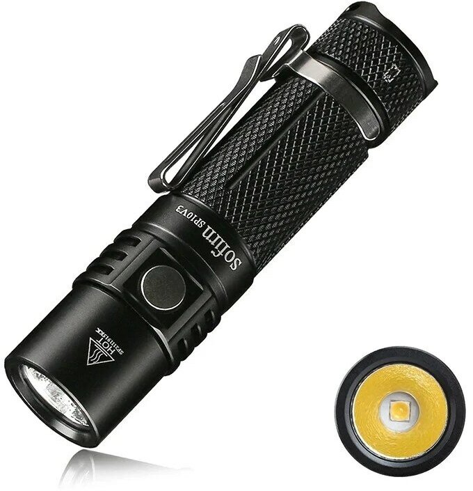 Фонарь Sofirn SP10V3 (1xLH351D, 5000K, 90 CRI, 1x14500(AA) 900mAh+з/у в комплекте, IP68, черный, 88 x 20.5 мм, 41г)