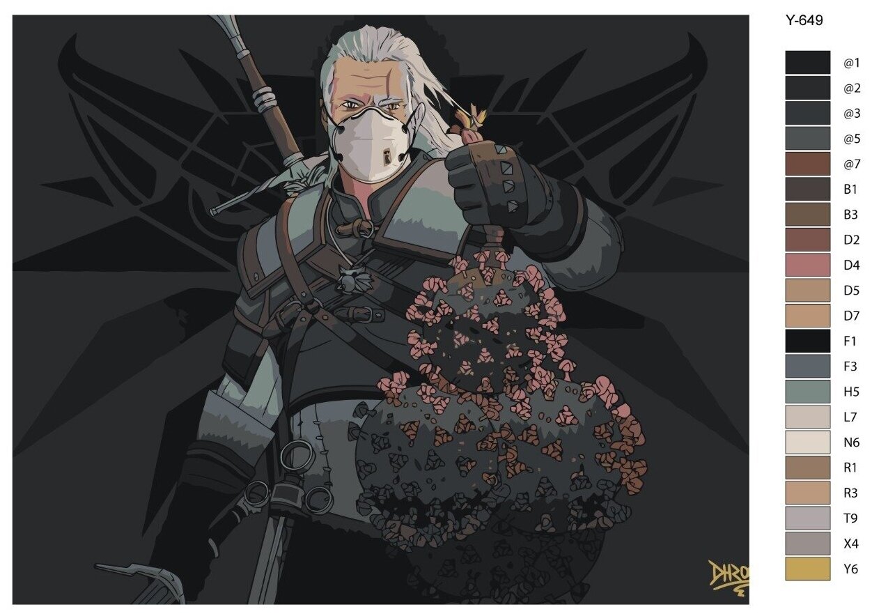 Картина по номерам Y-649 "Ведьмак 3: Дикая Охота. Геральт" 40х50