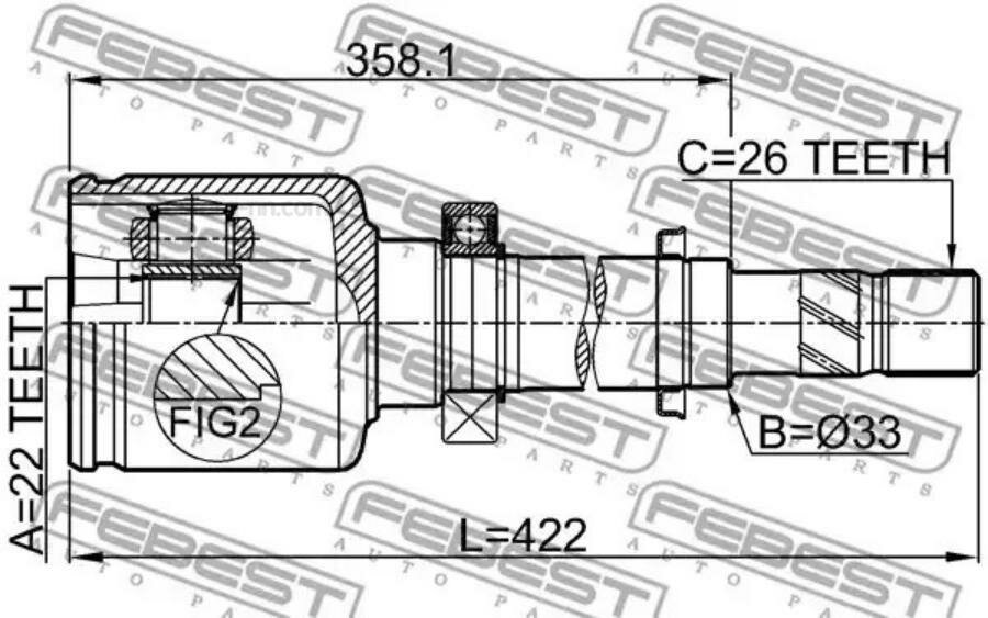 FEBEST 2411KANIIRH ШРУС внутренний правый 22X33X26 подходит для RENAULT KANGOO 2008- 2411-KANIIRH