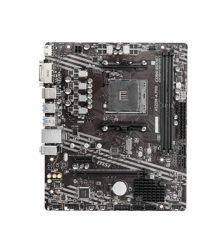 Материнская плата MSI A520M-A PRO Soc-AM4 AMD A520 2xDDR4 mATX AC`97 8ch(7.1) GbLAN RAID+DVI+HDMI