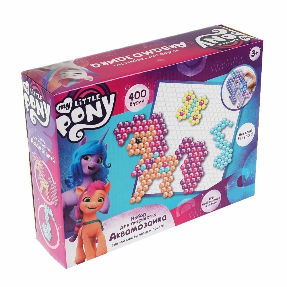 Детская аквамозаика для девочек набор 400 бусин 7 цветов My little pony Мульти Арт