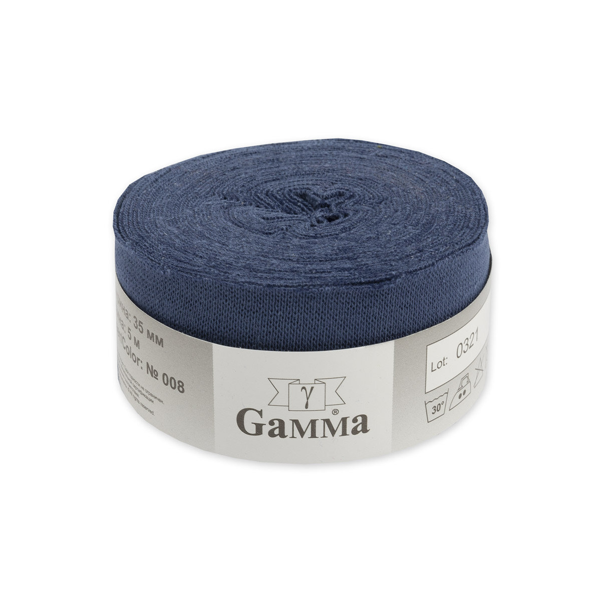 Gamma бейка трикотажная окантовочная лента 35 мм джинсовый 95% хлопок 5% эластан 5 м № 008