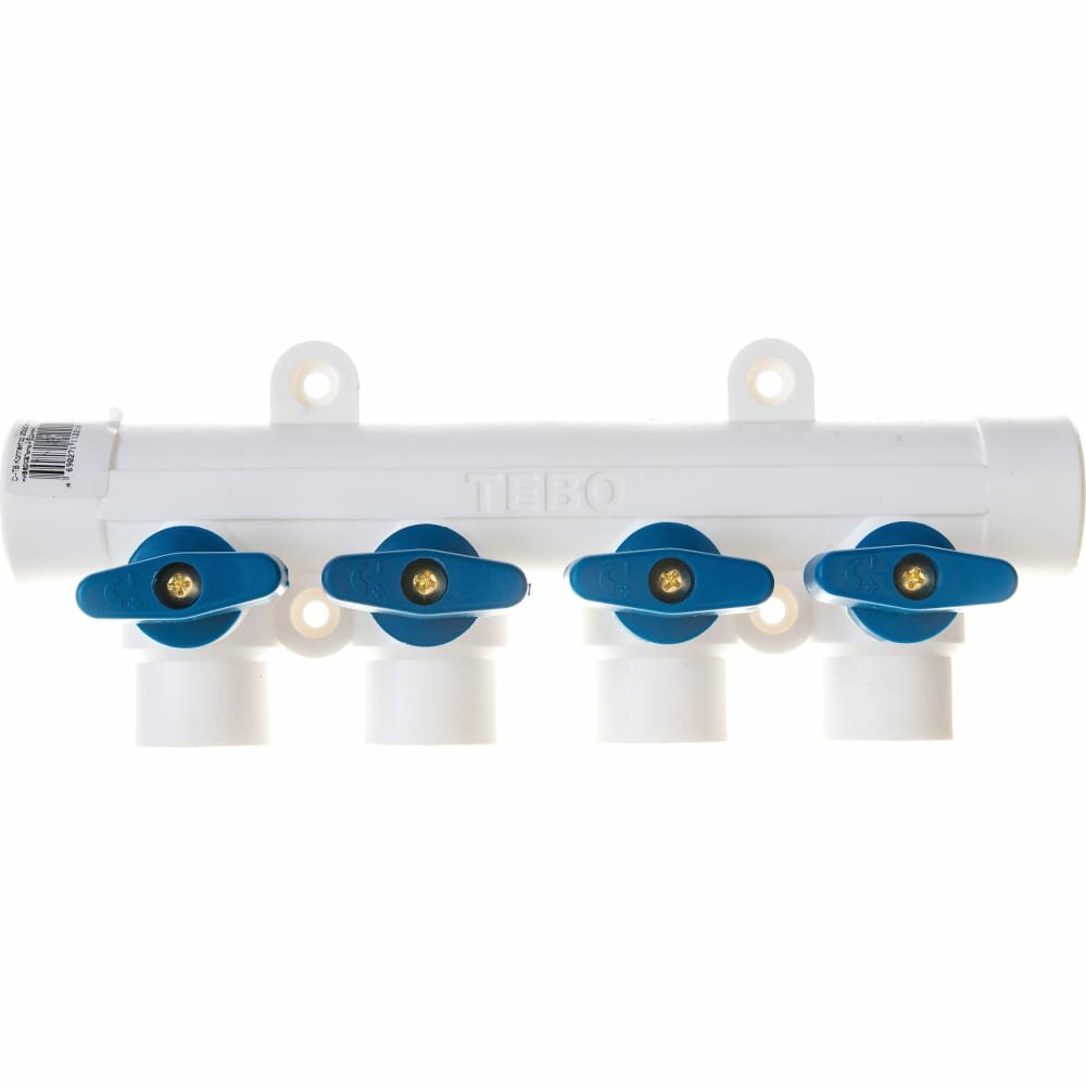 Коллектор TEBO PPR 25x20x4 выхода 030091253 для распределения потока, полипропиленовый корпус, латунные соединения