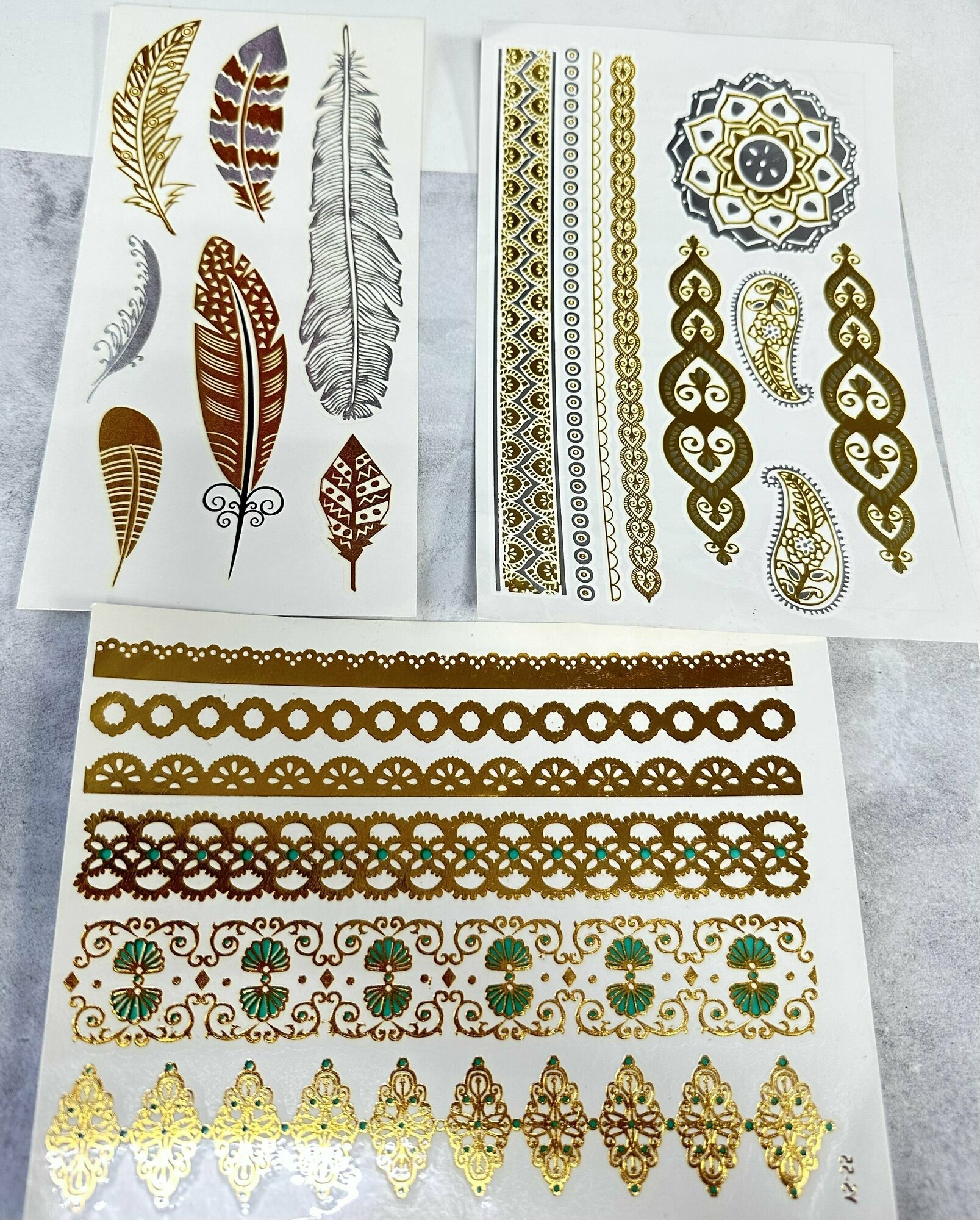 Тату переводное, набор 3 листа.