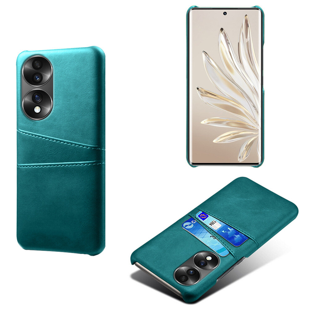 Чехол задняя накладка панель бампер MyPads Buffalo scomparto для Honor 70 из эко-кожи с отделениями для банковских карт зеленый